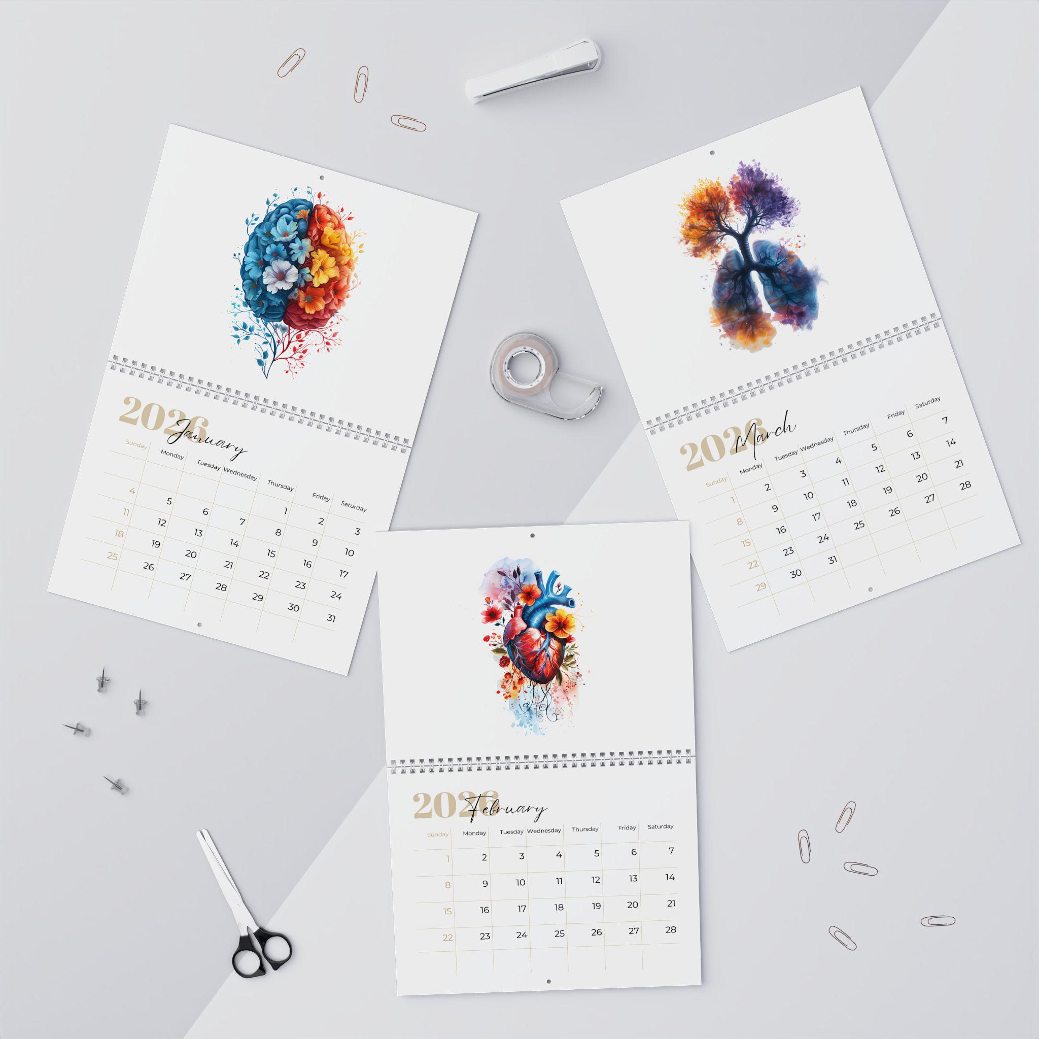 Anatomy 2026 Wall Calendar, Human Body Artwork, Doctor Nurse Christmas ...