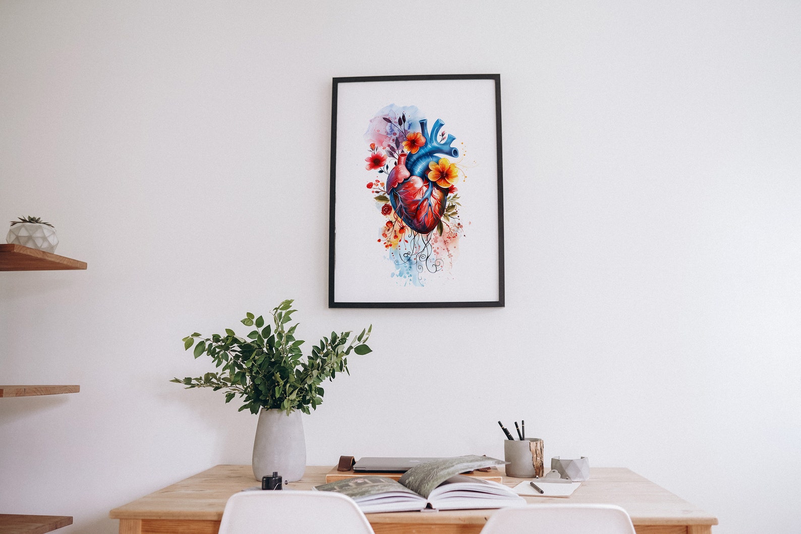 Anatomical Colorful Heart Art Print Floral Heart Wall Art Anatomy ...