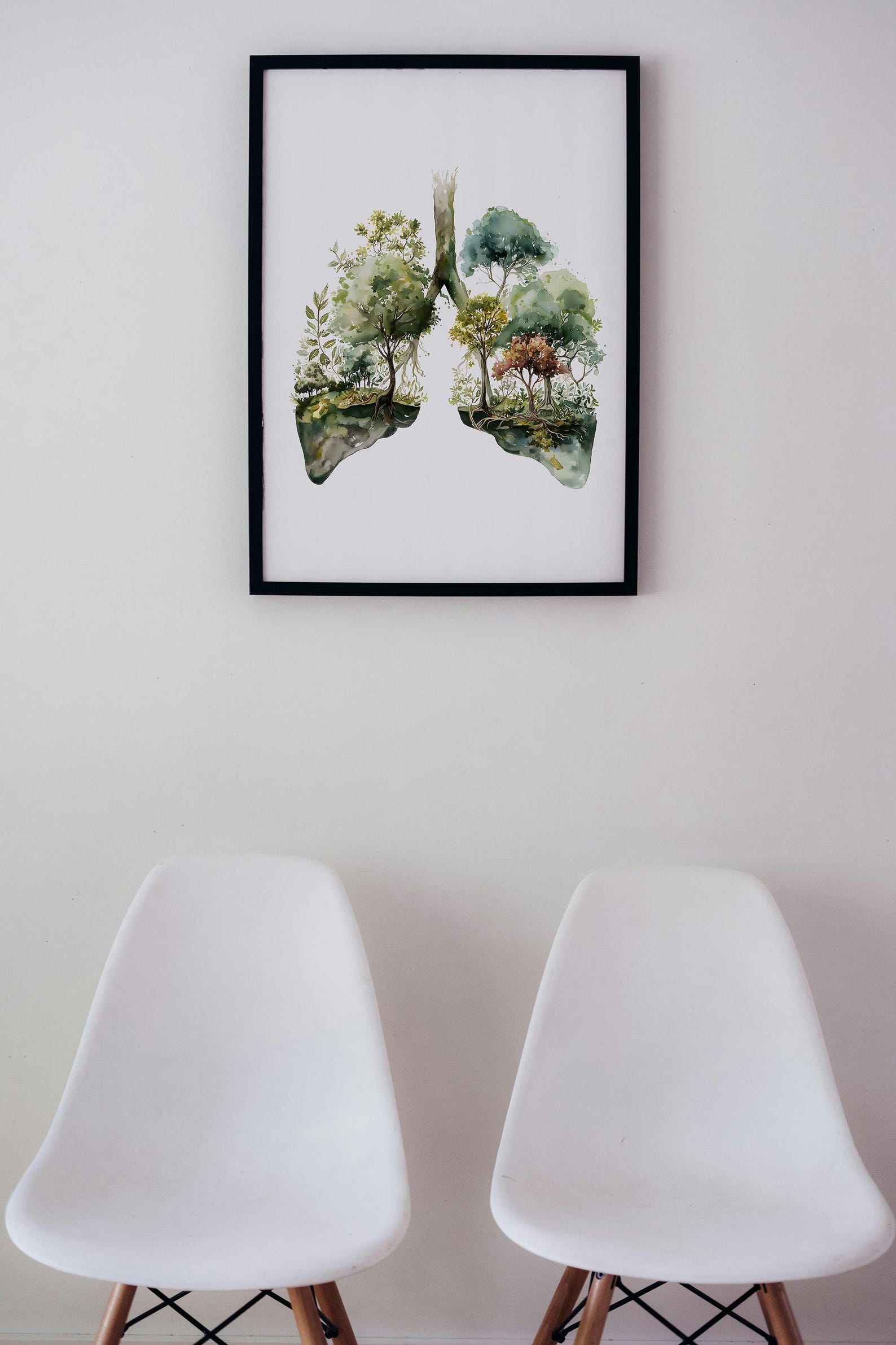 Lungs Forest Art Print, Watercolor Nature Inspired Breathing Artwork ...