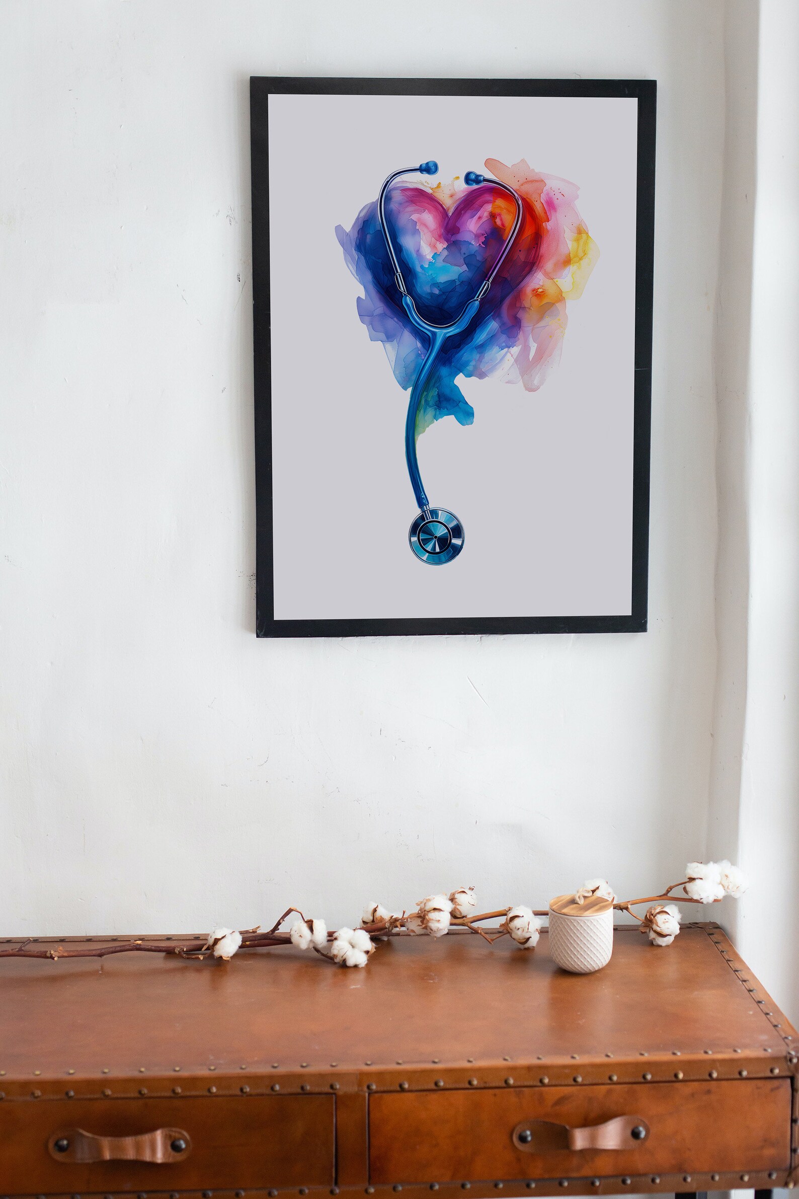 Stethoscope Art Print, Medical Art, Doctor Office Decor, Stethoscope ...