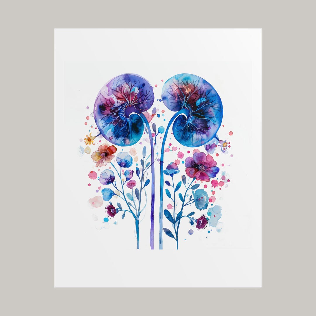 Floral Kidneys Poster, Urologist Clinic Decor, Watercolor Human Anatomy ...