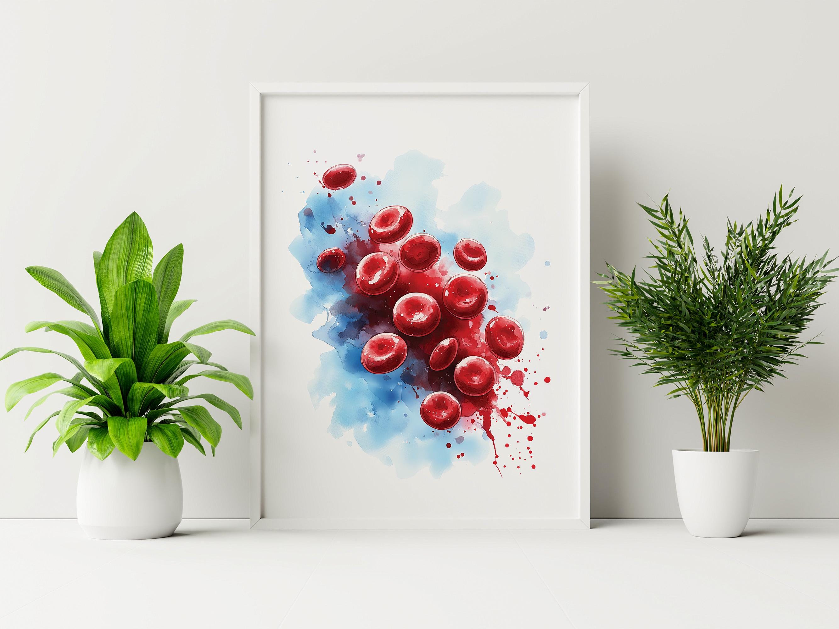 Blood Cell Art Printable, Hemoglobin Molecule Painting, Medical Office ...
