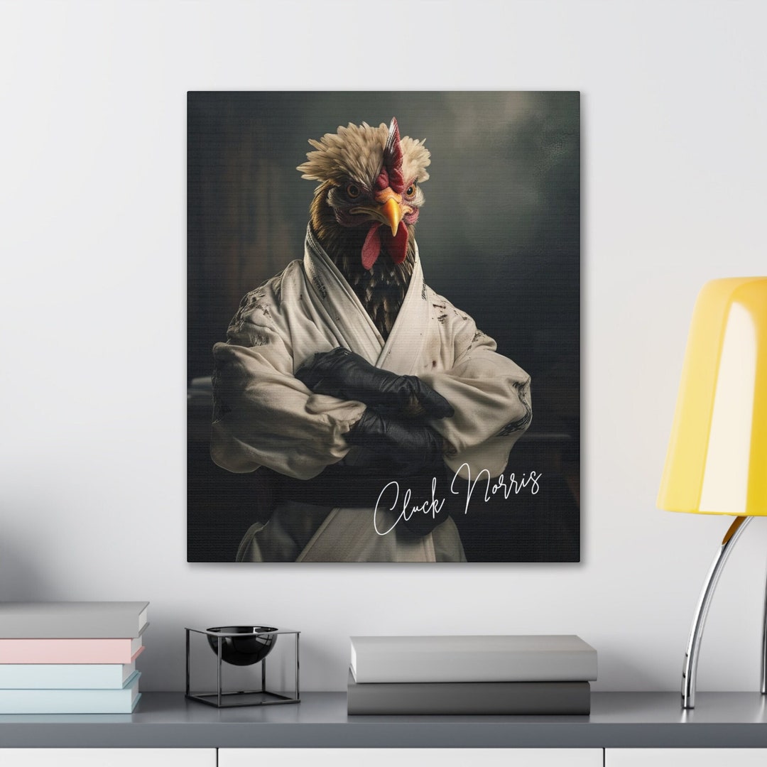 Chuck Norris, Cluck Norris, Wall Art, Parody, Humor, Chicken Canvas ...
