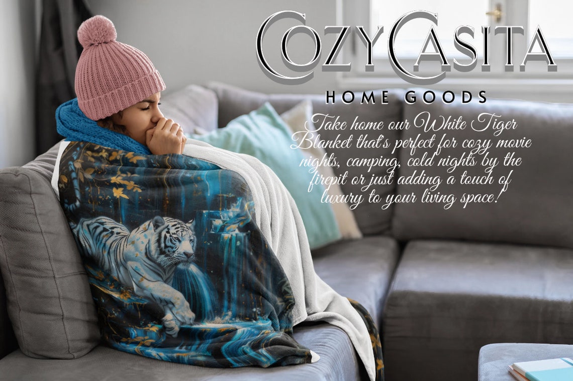 White Tiger Blanket, Decorative Blanket, Tiger Blanket, Wildness ...
