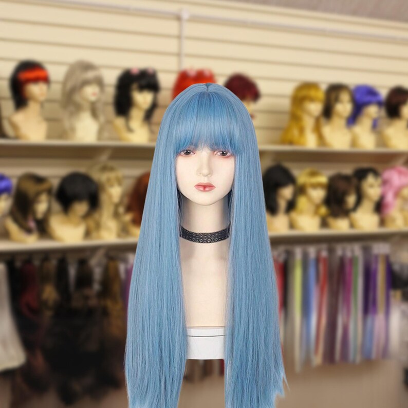 One Piece Daily Style 26 Inch Fashionable Blue Long Straight Synthetic ...
