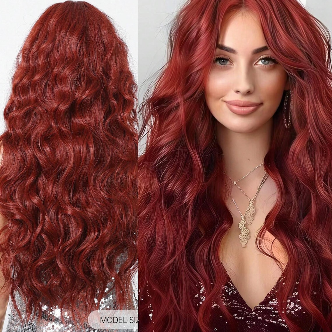 Auburn Wigs With Bangs Long Wavy Copper Red Wig for Women 26 Inch ...