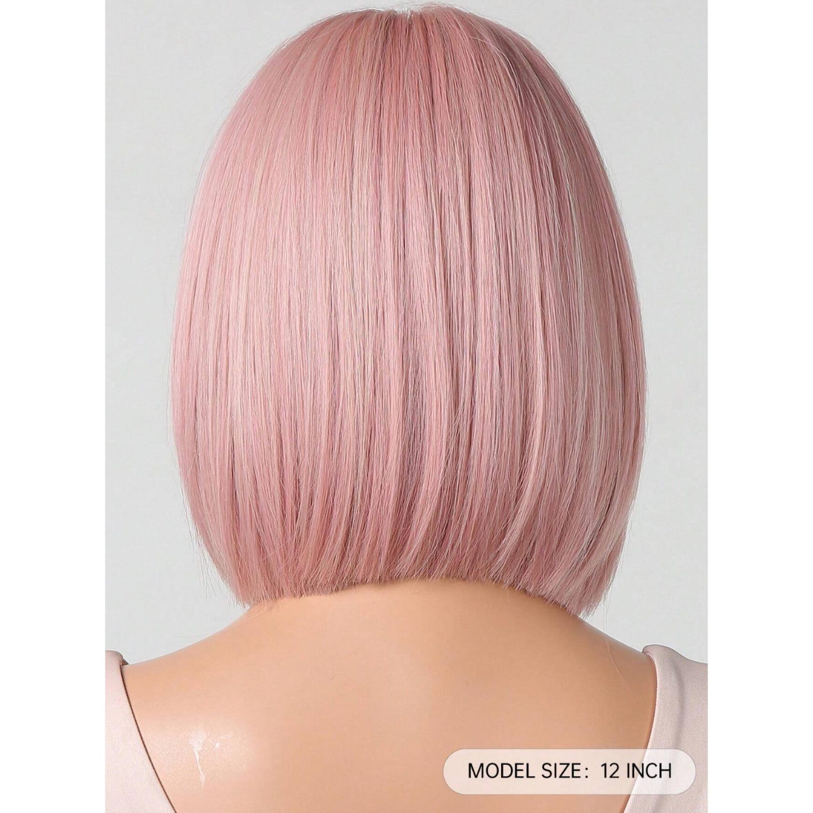 Elegant Light Pink Wig, Bob Wig With Bangs, High Density Synthetic Wig ...