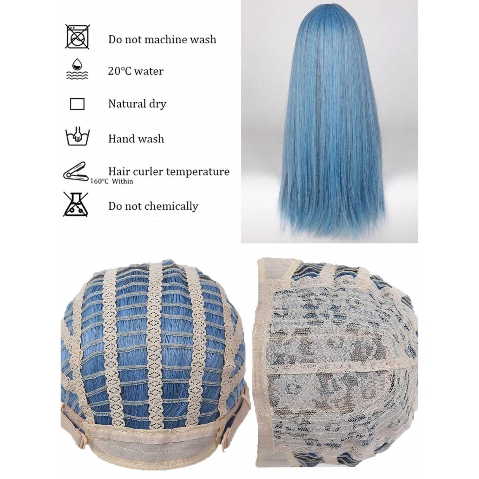One Piece Daily Style 26 Inch Fashionable Blue Long Straight Synthetic ...