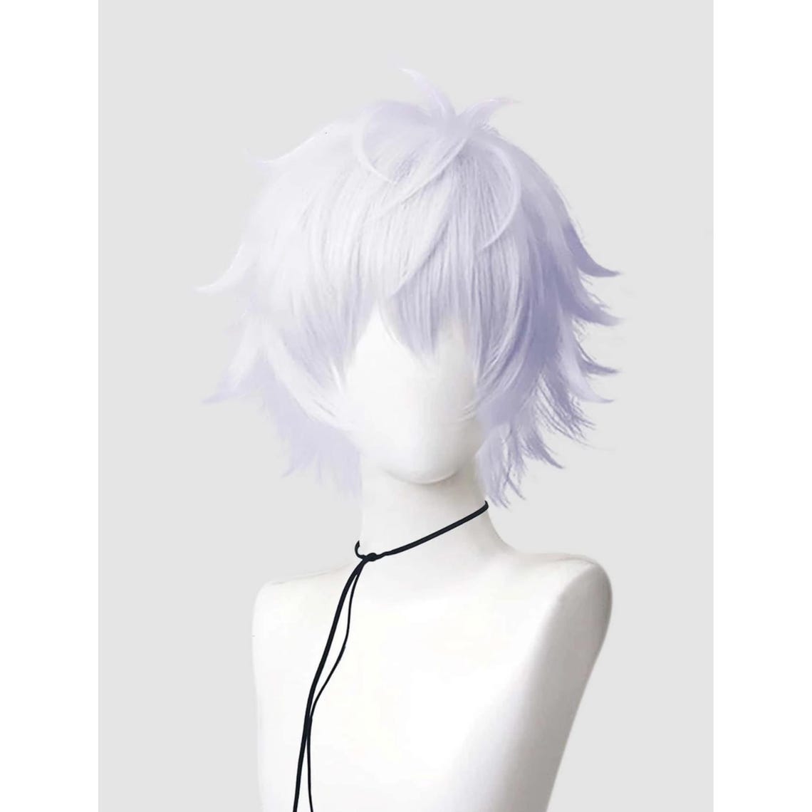 Short Silver Wig, White Fluffy Wig, Spiky Layered Straight Cosplay Wig ...