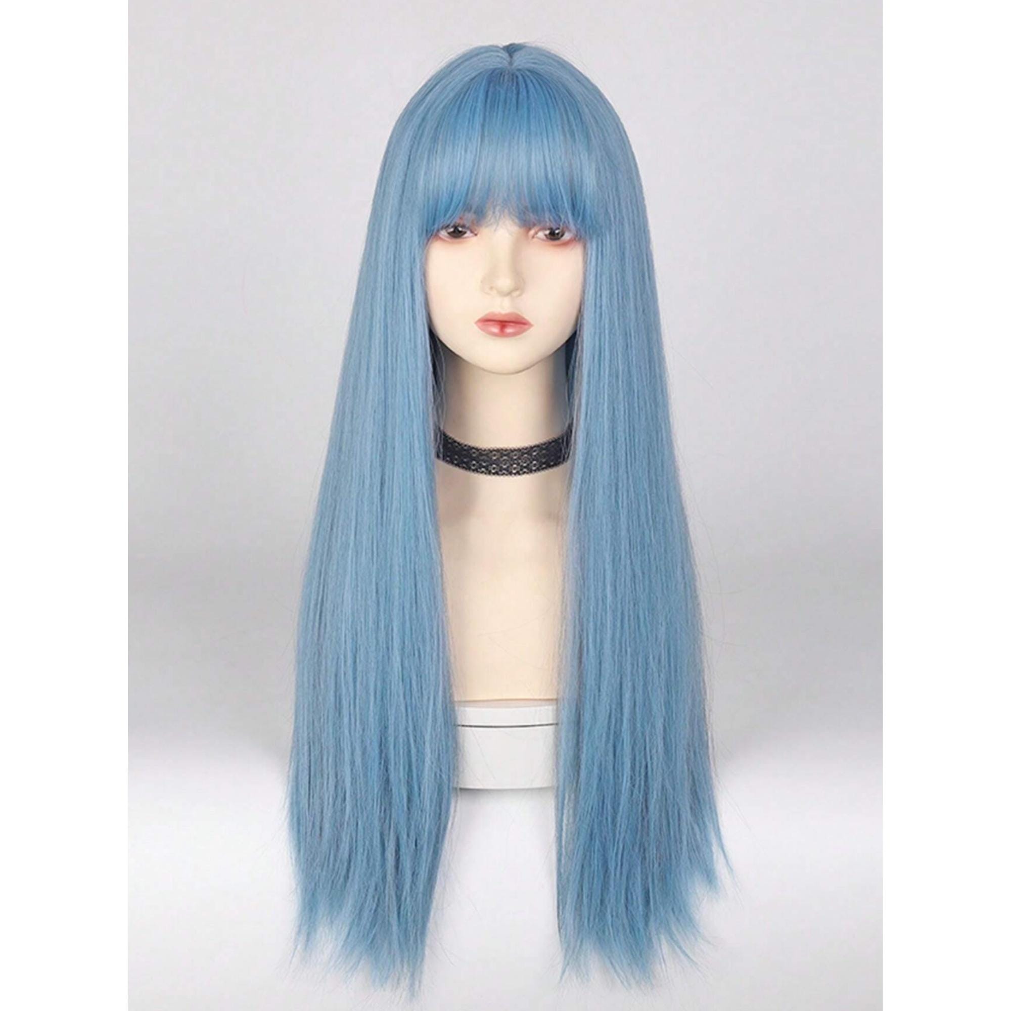 One Piece Daily Style 26 Inch Fashionable Blue Long Straight Synthetic ...
