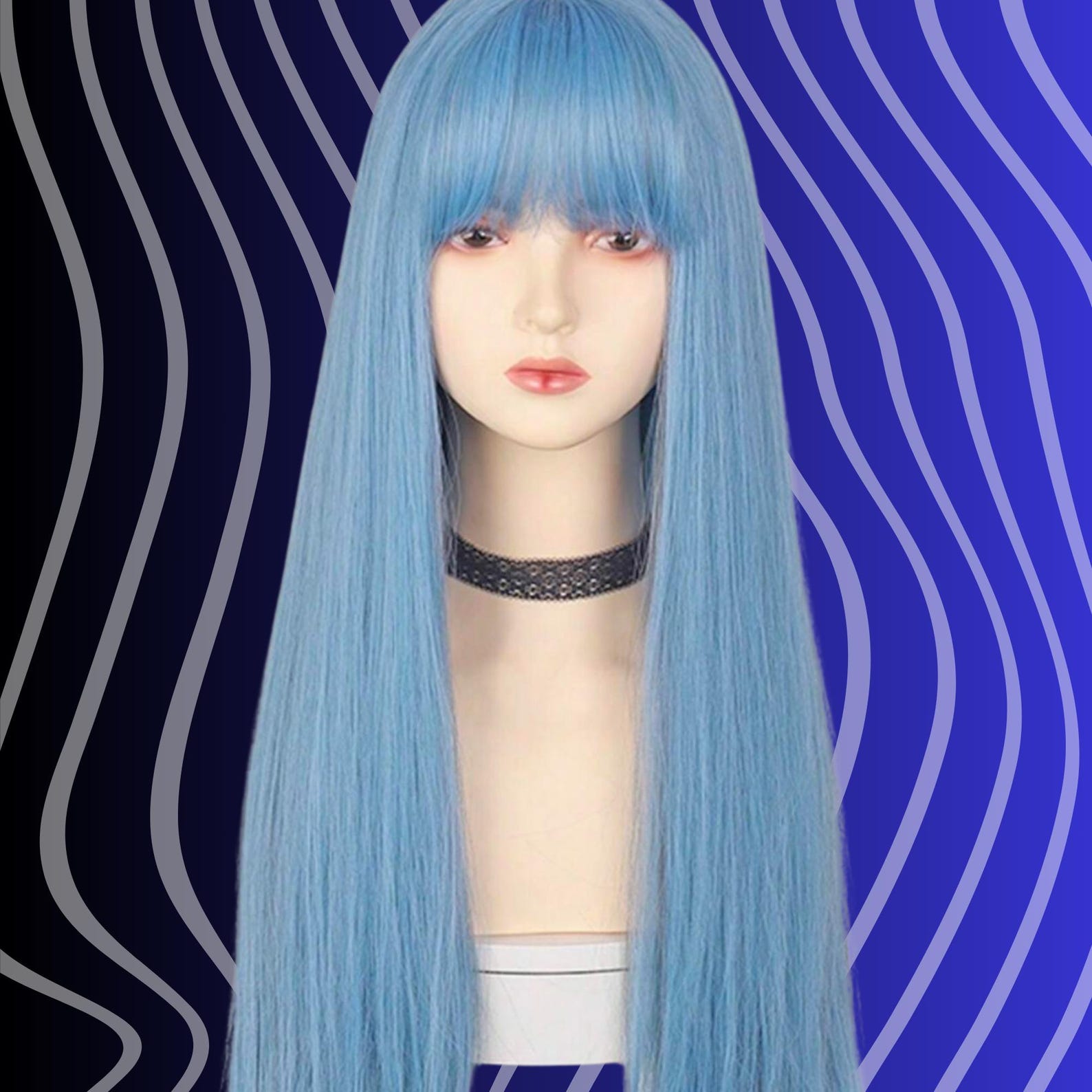 One Piece Daily Style 26 Inch Fashionable Blue Long Straight Synthetic ...