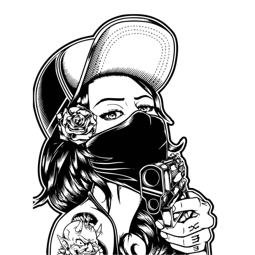 Gangster Woman Vector, Vector Art, Vector Image, Digital Product ...
