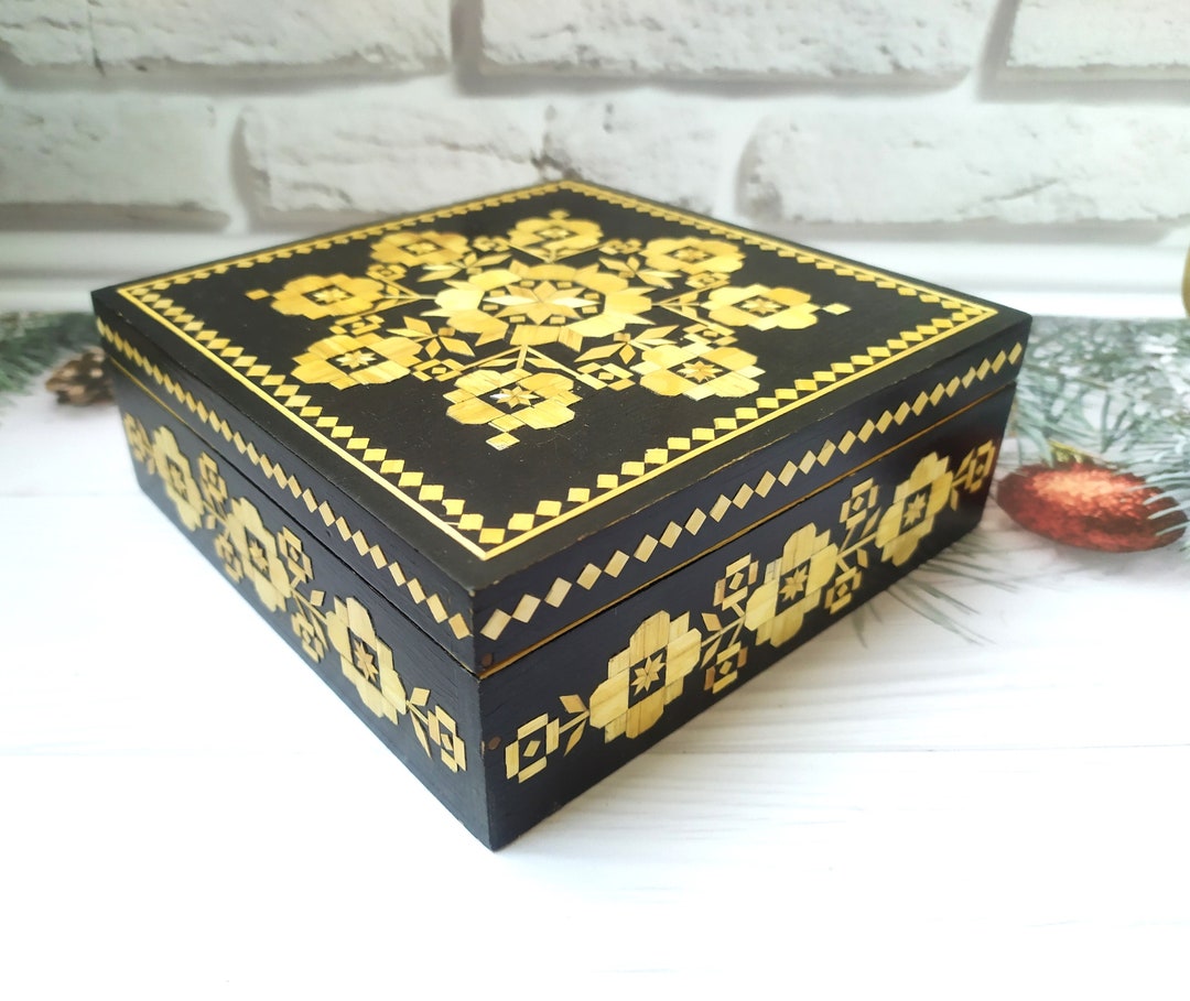 Vintage Soviet Wooden Box Jewelry Box Ukrainian Box Ring Box Ussr Box ...