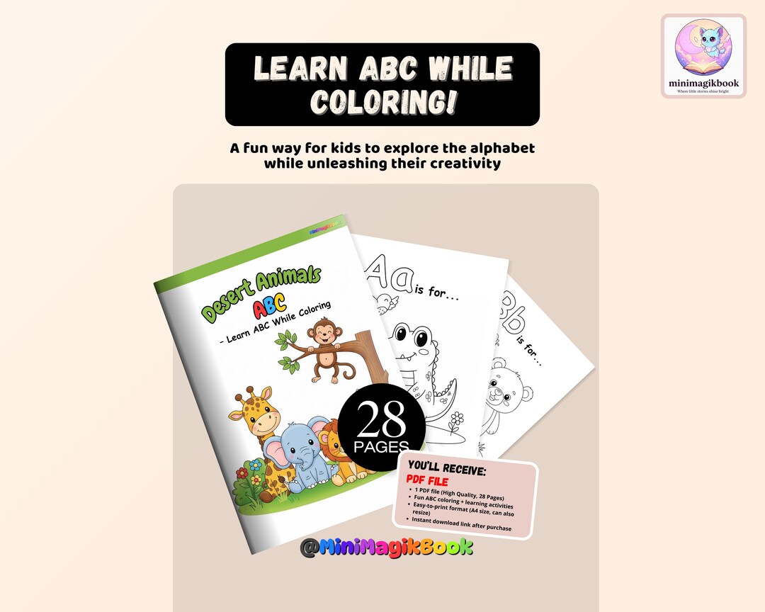 Zoo Animals ABC Coloring Book | Educational Alphabet Printable for Kids ...
