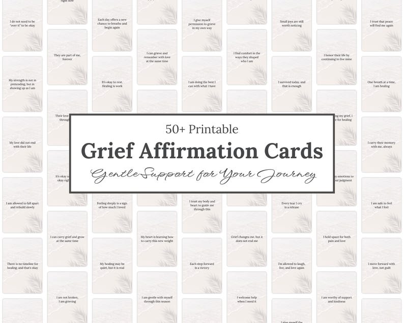 Grief Affirmation Cards | Printable Healing Deck for Loss & Bereavement ...