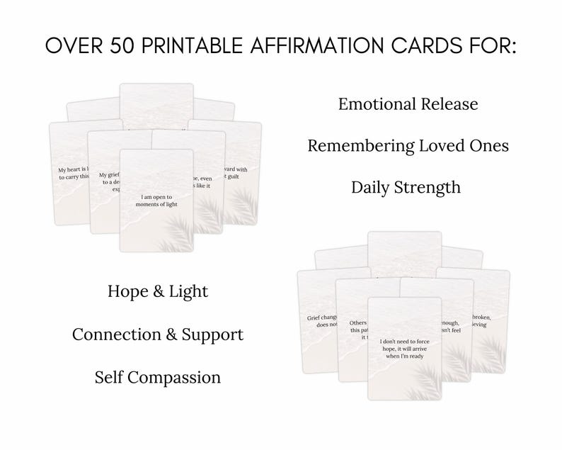 Grief Affirmation Cards | Printable Healing Deck for Loss & Bereavement ...