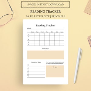 Habit Tracker Printable, Reading Goals Tracker, Monthly Habit Tracker ...
