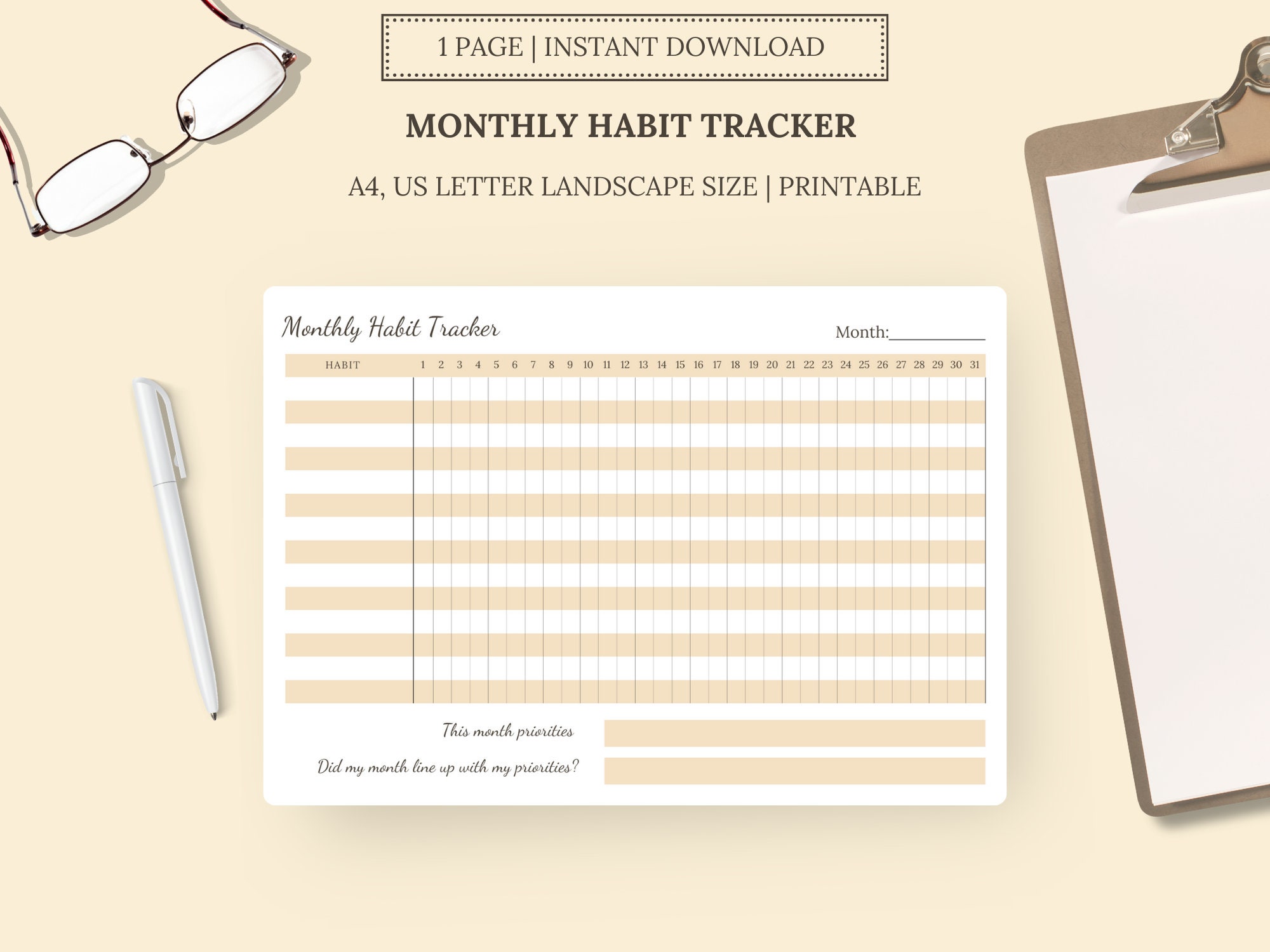 Monthly Habit Tracker Printable Self Care Routine Tracker - Etsy