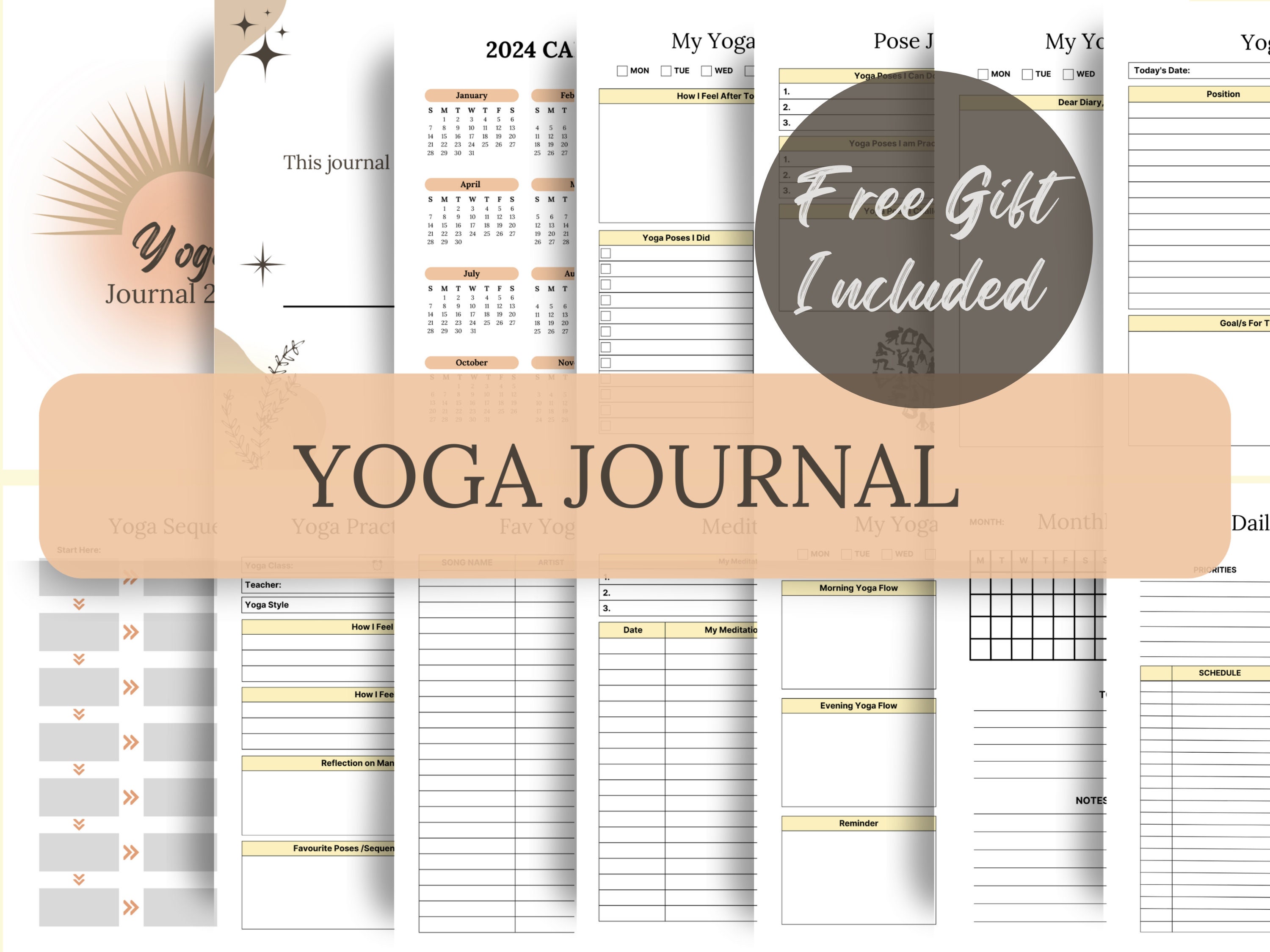 Yoga Journal Printable, Yoga Class Planner, 2024 Daily Planner, Spiritual Journal Pages, Self ...