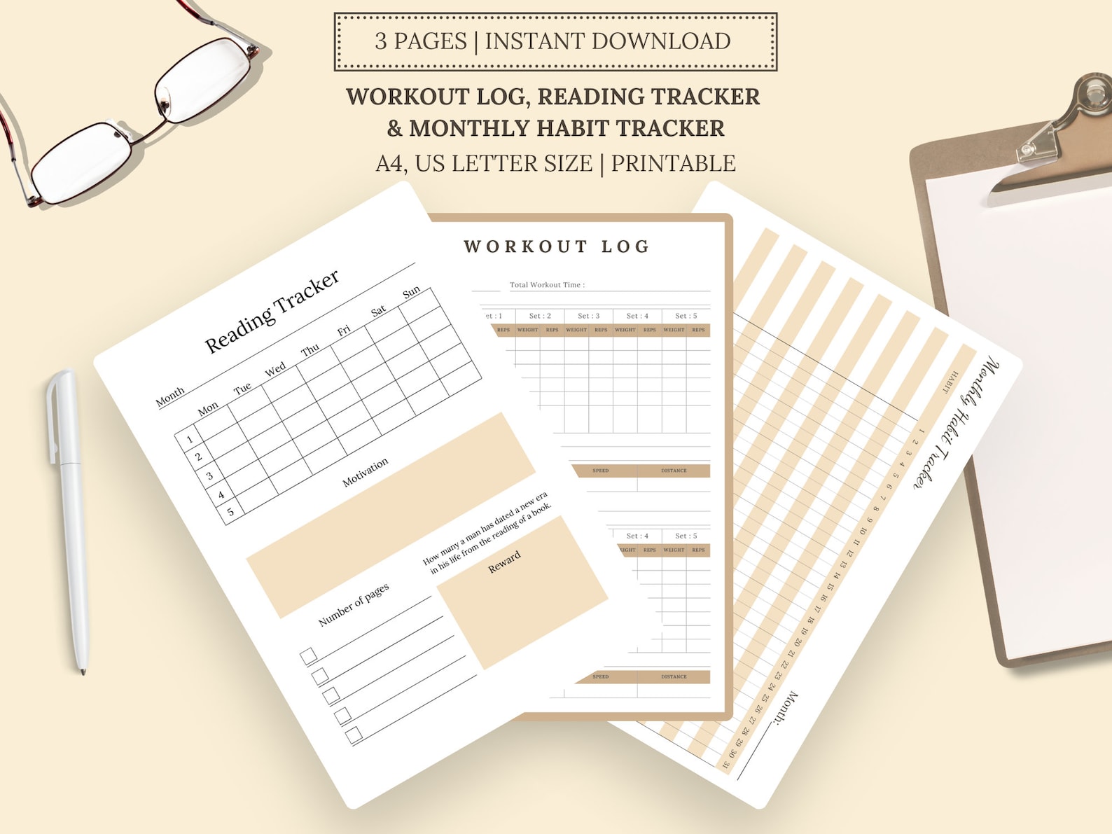 Habit Tracker Printable Reading Goals Tracker Monthly Habit - Etsy