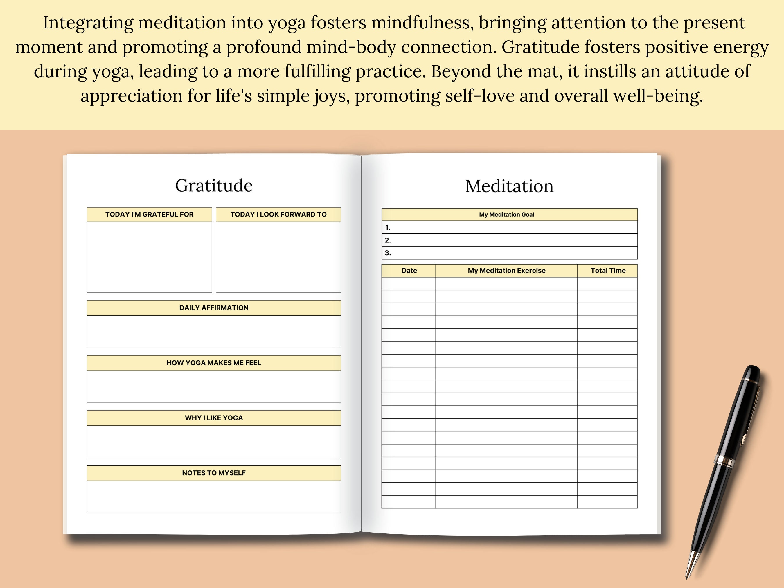 Yoga Journal Printable, Yoga Class Planner, 2024 Daily Planner, Spiritual Journal Pages, Self ...