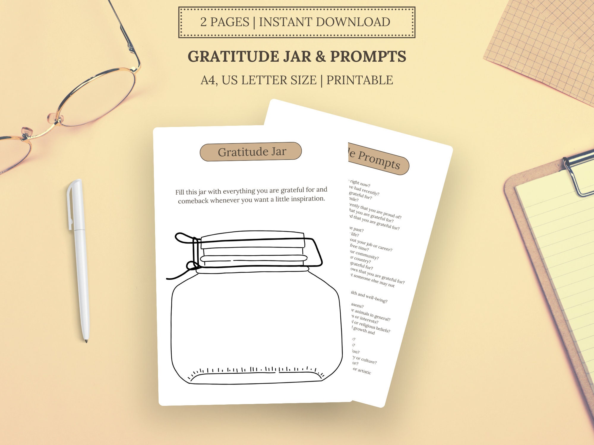 Gratitude Jar With Prompts Printable Gratitude Workbook - Etsy
