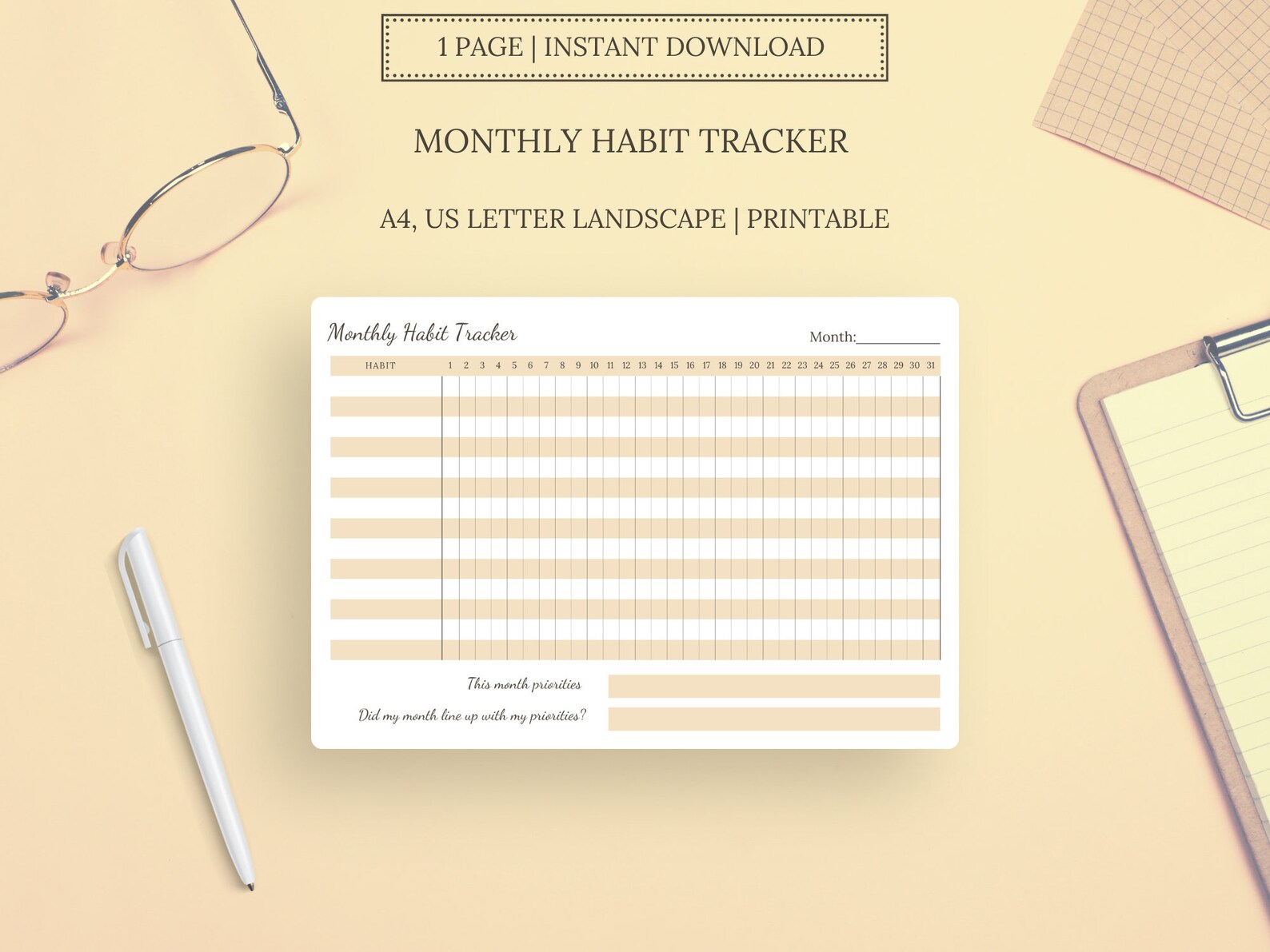 Habit Tracker Printable Reading Goals Tracker Monthly Habit - Etsy