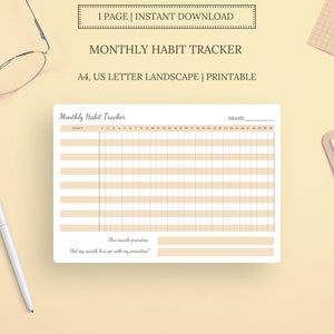 Habit Tracker Printable, Reading Goals Tracker, Monthly Habit Tracker ...