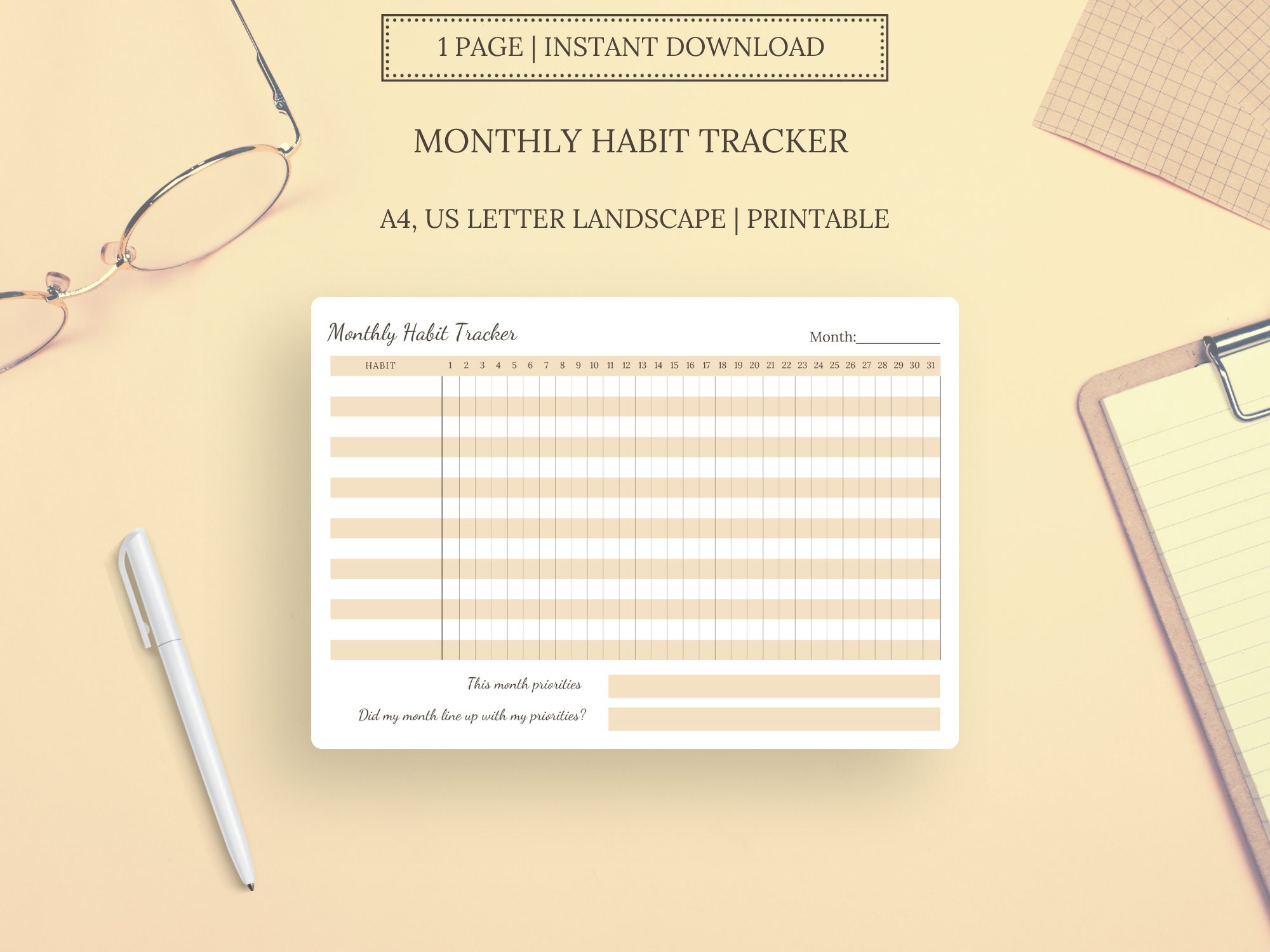 Habit Tracker Printable Reading Goals Tracker Monthly Habit - Etsy