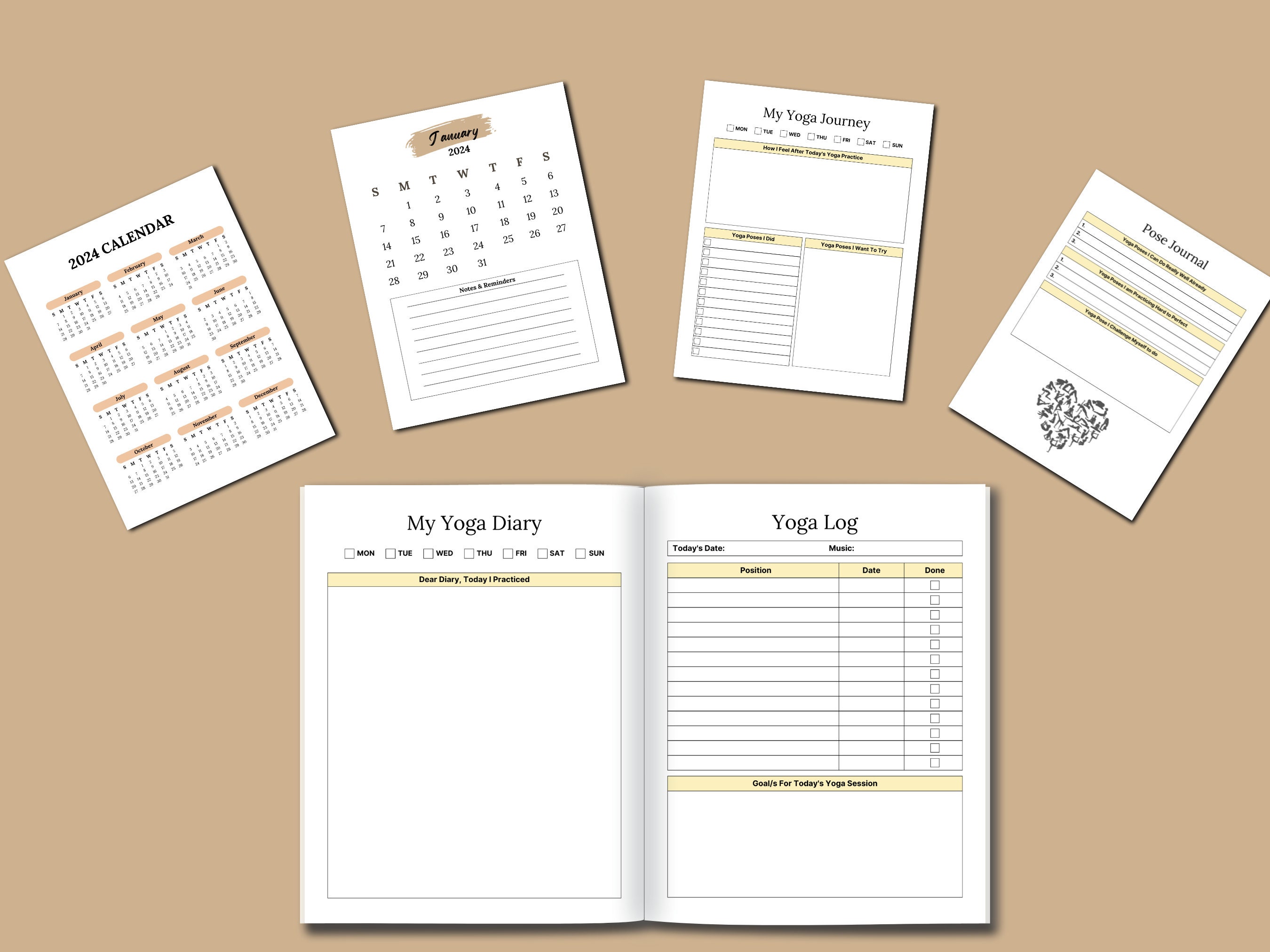 Yoga Journal Printable, Yoga Class Planner, 2024 Daily Planner ...