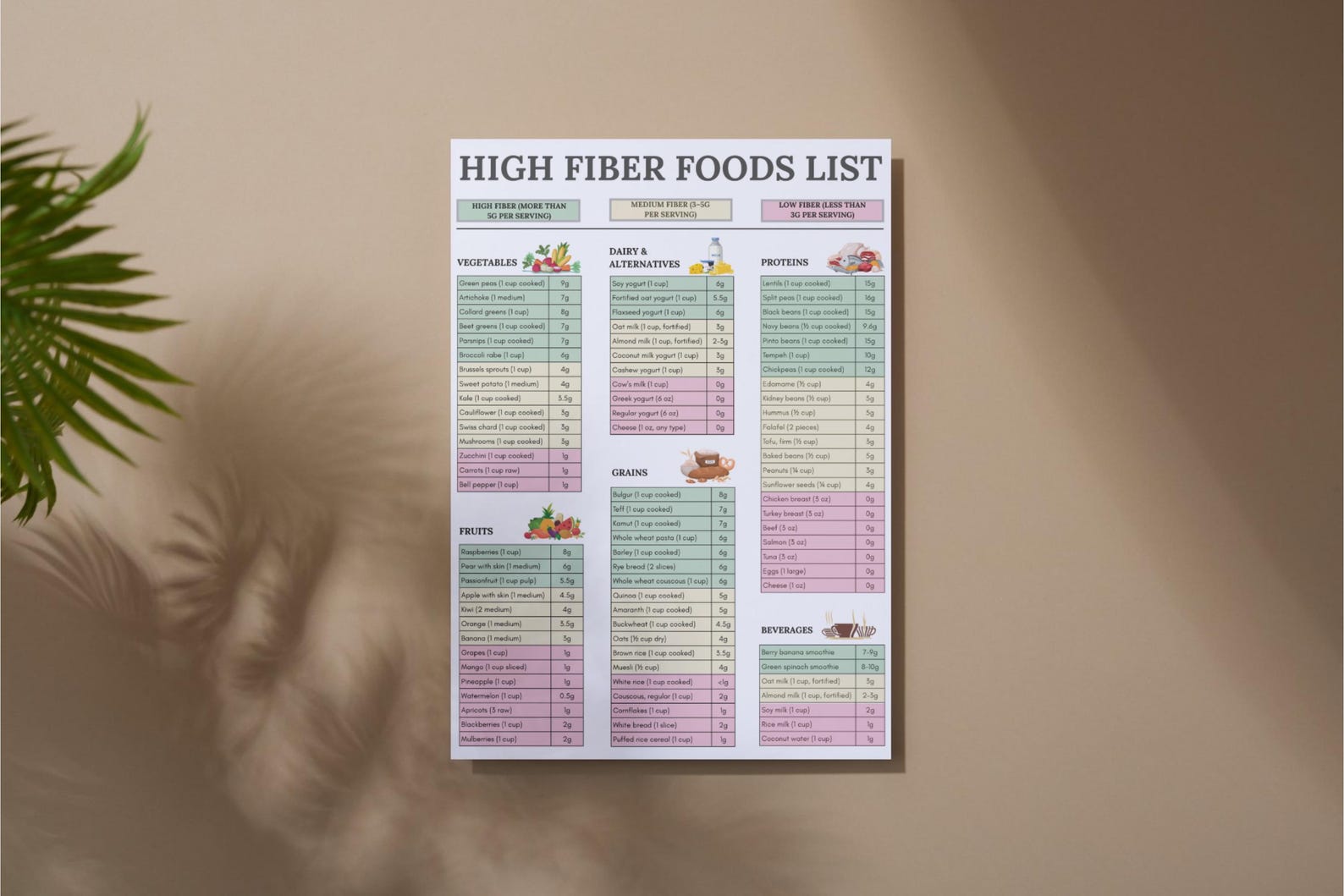 High Fiber Food List Poster: Healthy Gut Guide (digital Download) - Etsy