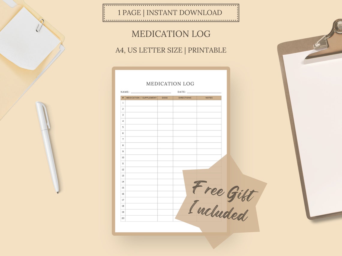 Medication Tracker Printable, Daily Medication Check Log, My Medication ...