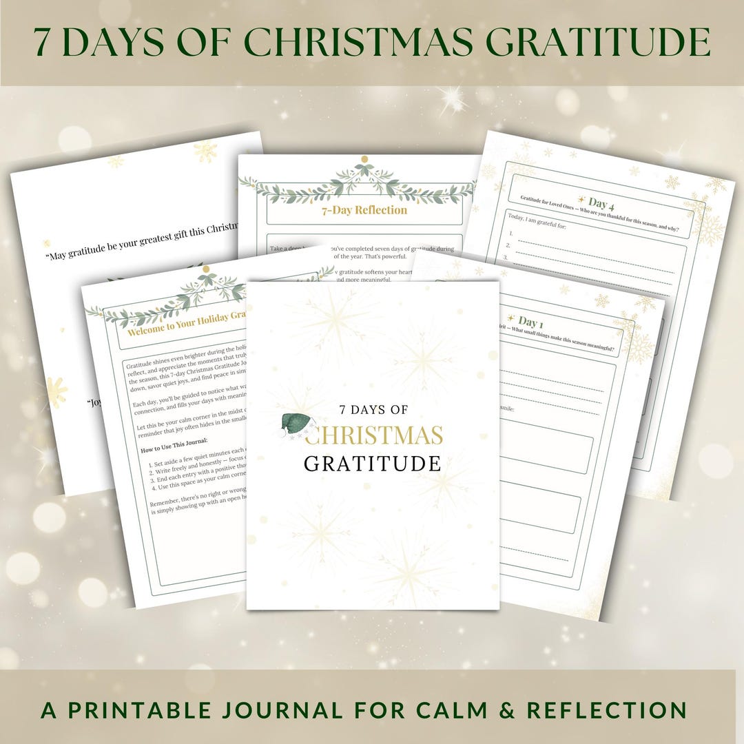 7 Days of Christmas Gratitude Journal | Printable Holiday Reflection ...