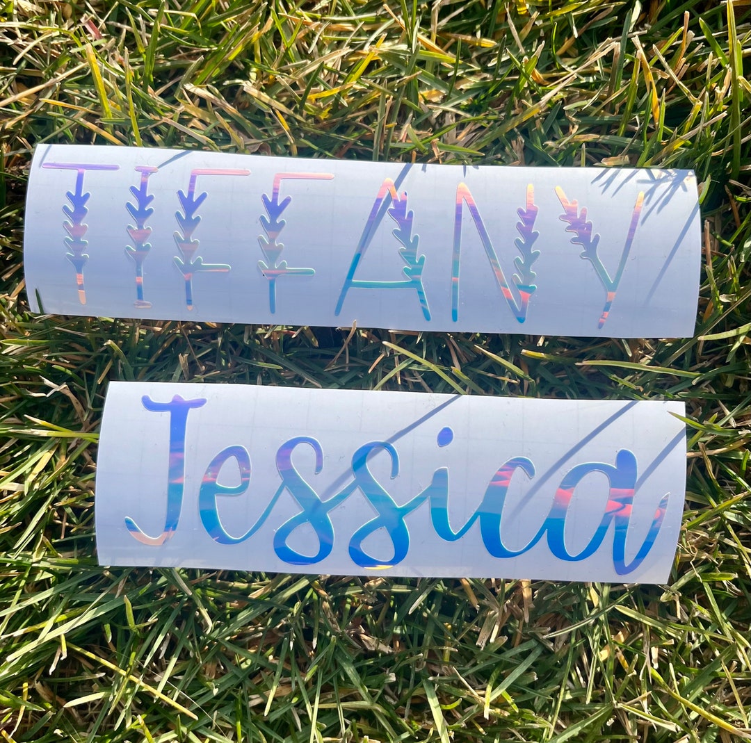 Holographic Blue Custom Personalized Vinyl Waterproof Tumbler Decal ...