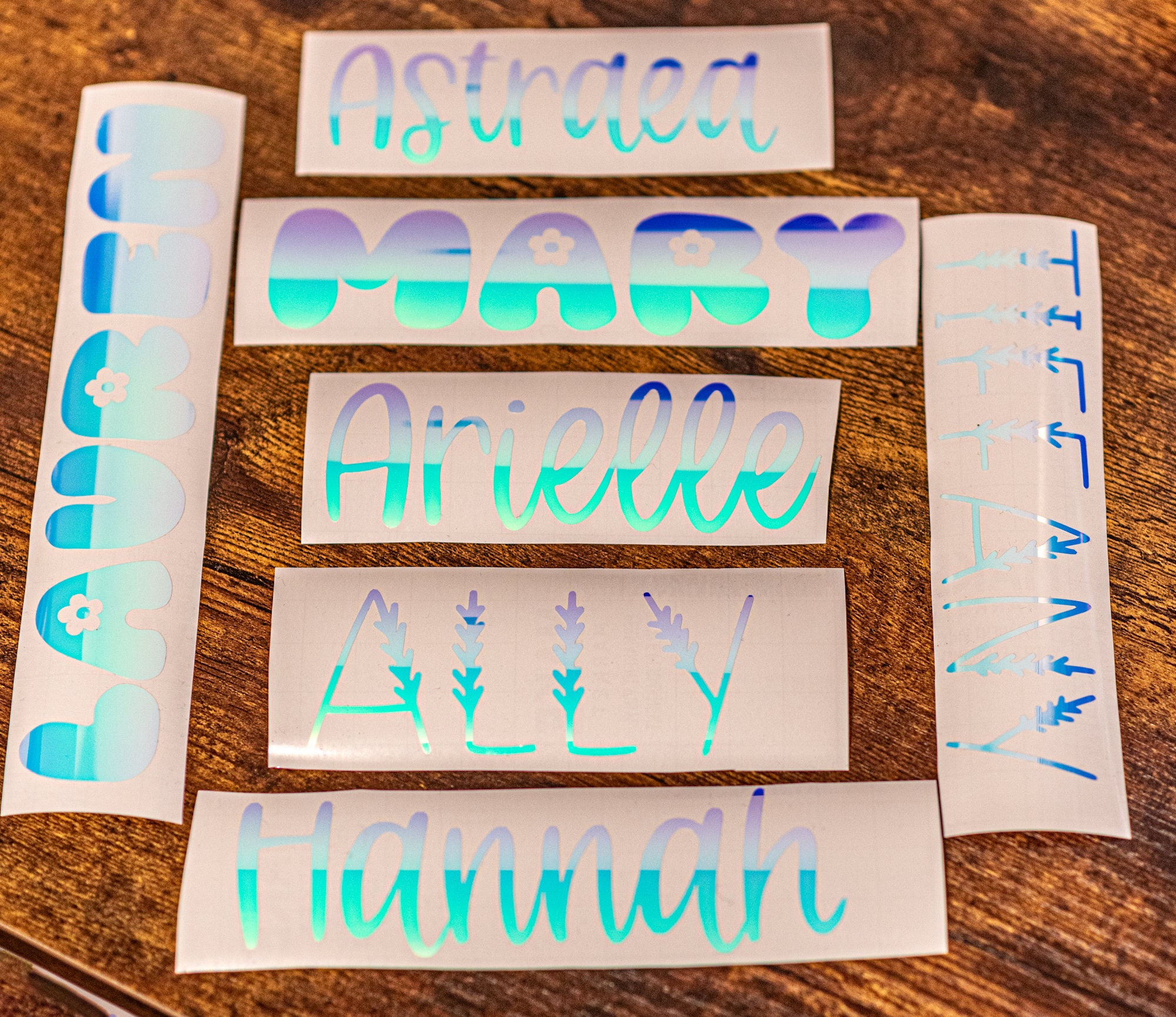 Holographic Blue Custom Personalized Vinyl Waterproof Tumbler Decal ...