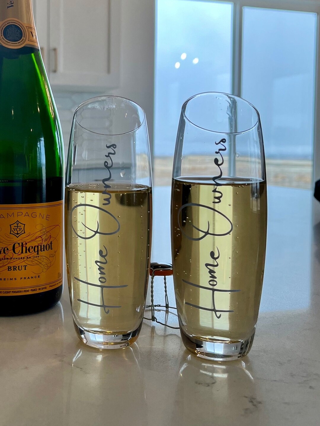 Home Owner Vinyl Sticker/decal for Champagne Glass set of 2 Home Buyer ...