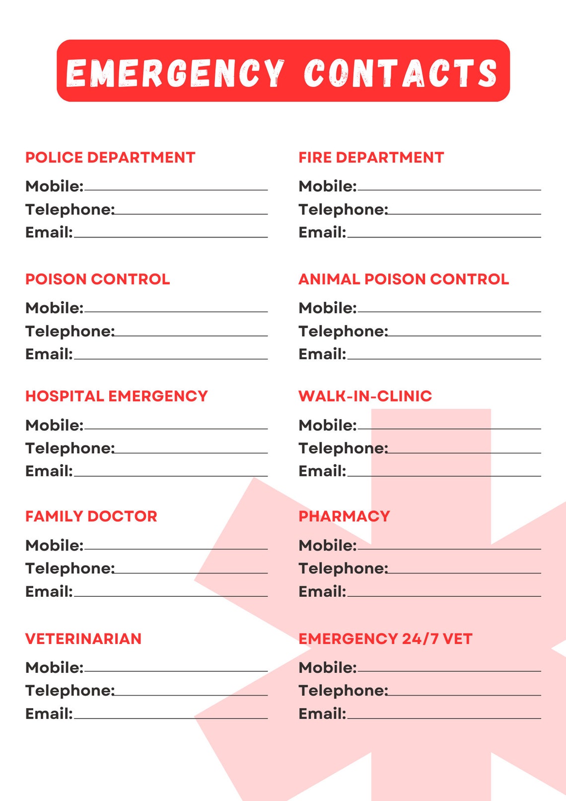 Emergency Contacts - Etsy