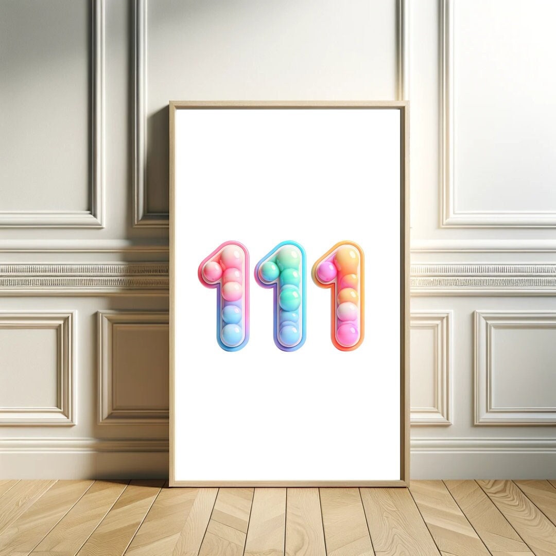 111 Angel Number Poster Angel Number 111 Print Aura Poster Pink Aura ...