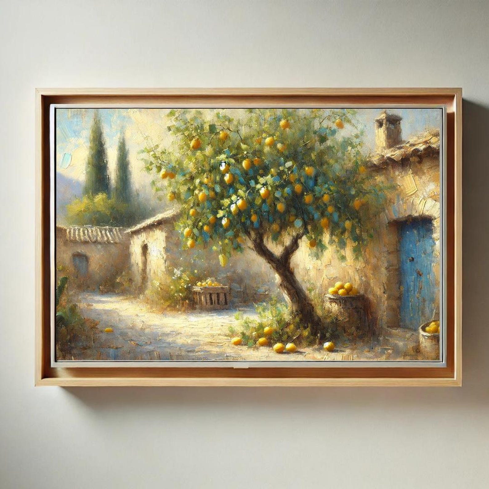 Lemon Tree Vintage Art Lemon Tree Painting Mediterranean Vintage Print ...