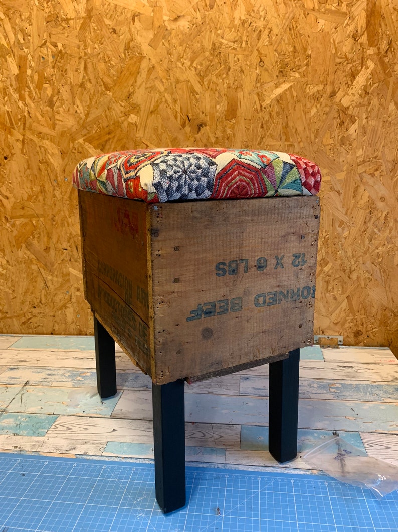 Beautifully Upholstered Storage Stool in an Umbrella Tapestry Style ...