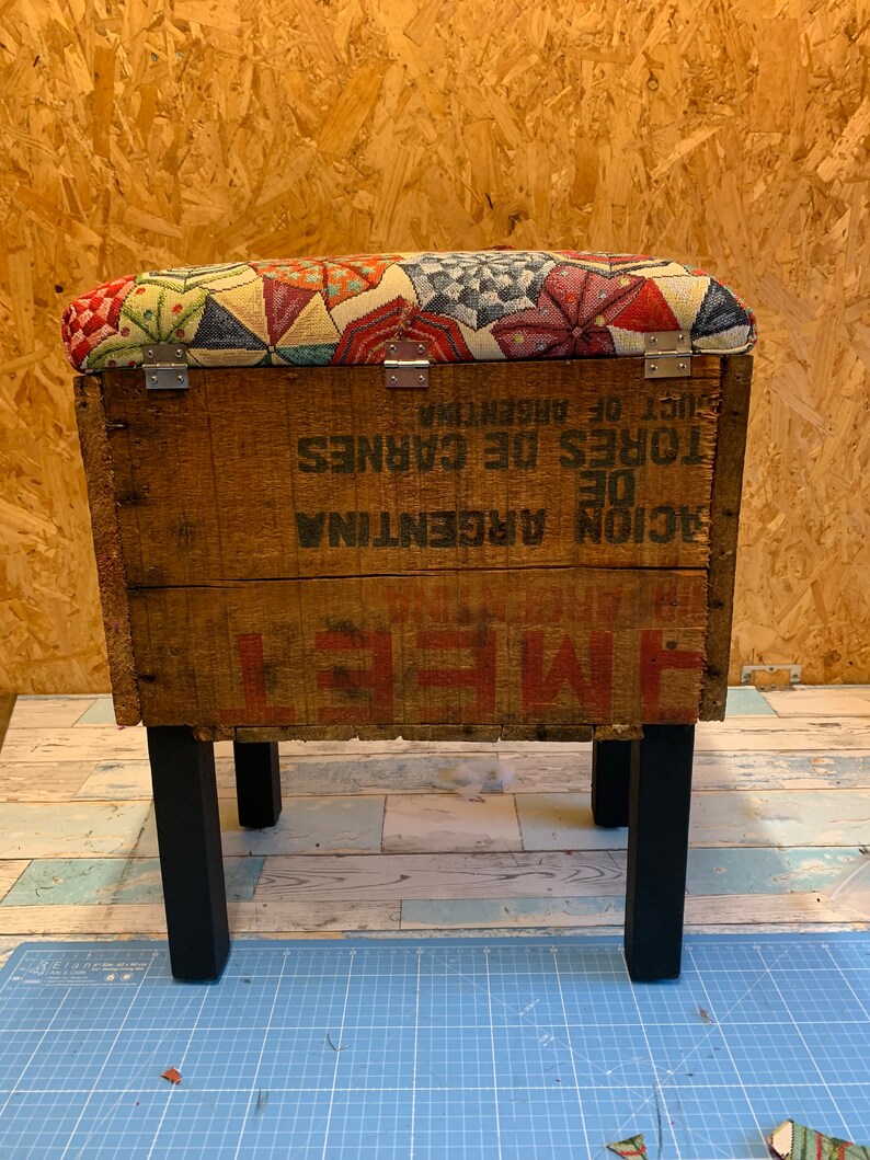 Beautifully Upholstered Storage Stool in an Umbrella Tapestry Style ...