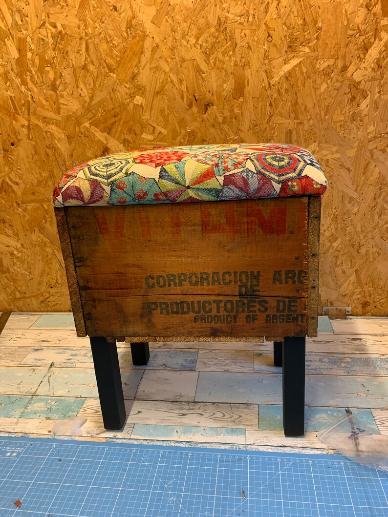 Beautifully Upholstered Storage Stool in an Umbrella Tapestry Style ...