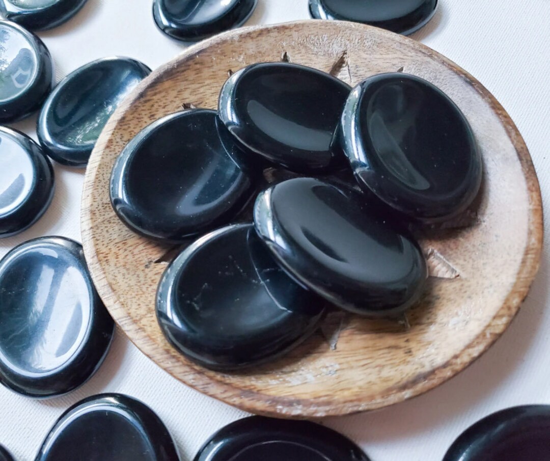 One 1 Black Obsidian Worry Stone, Pocket Stone, Crystal Rocks, High ...