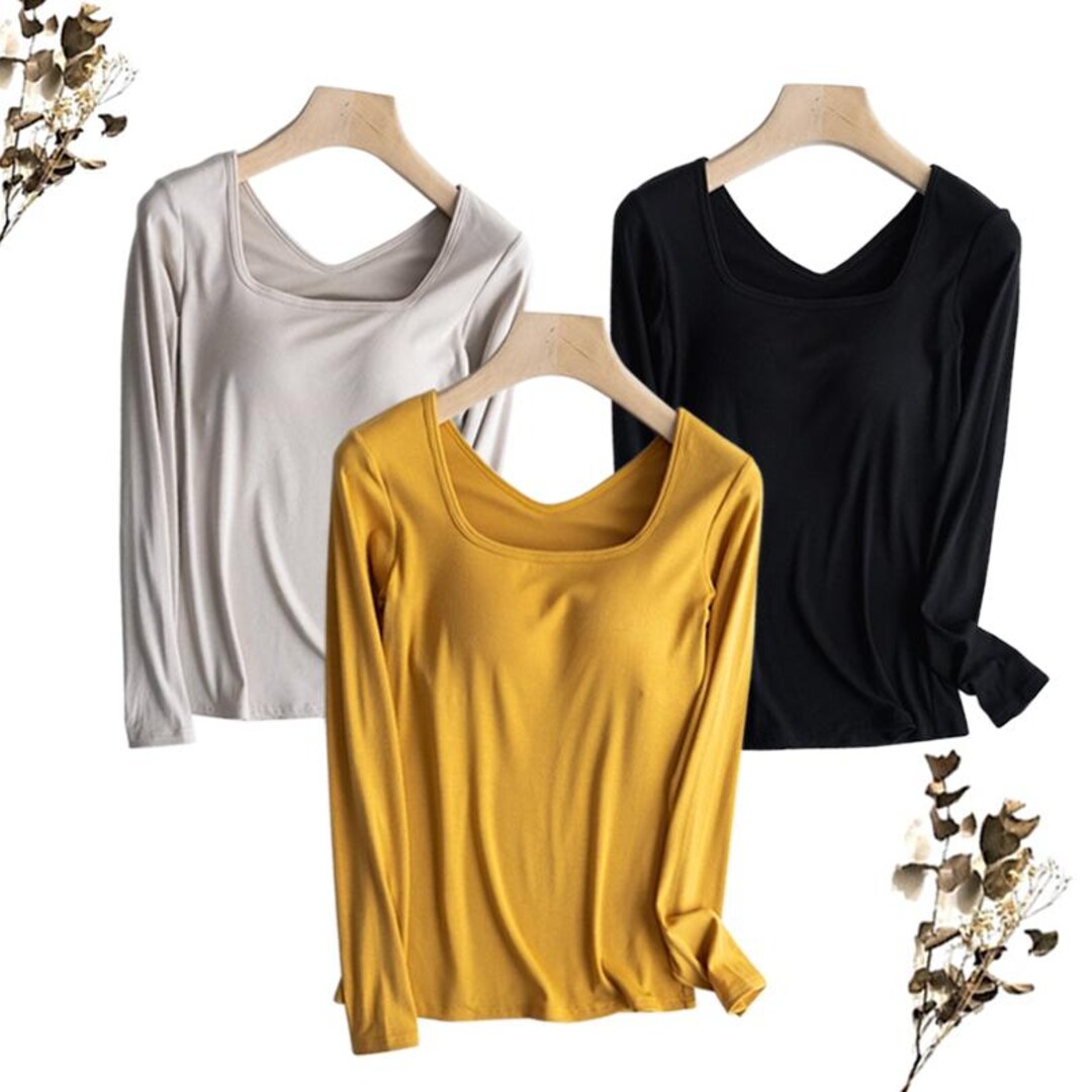 Long Sleeve Scooped Neck With an Inbuilt Bra - Etsy