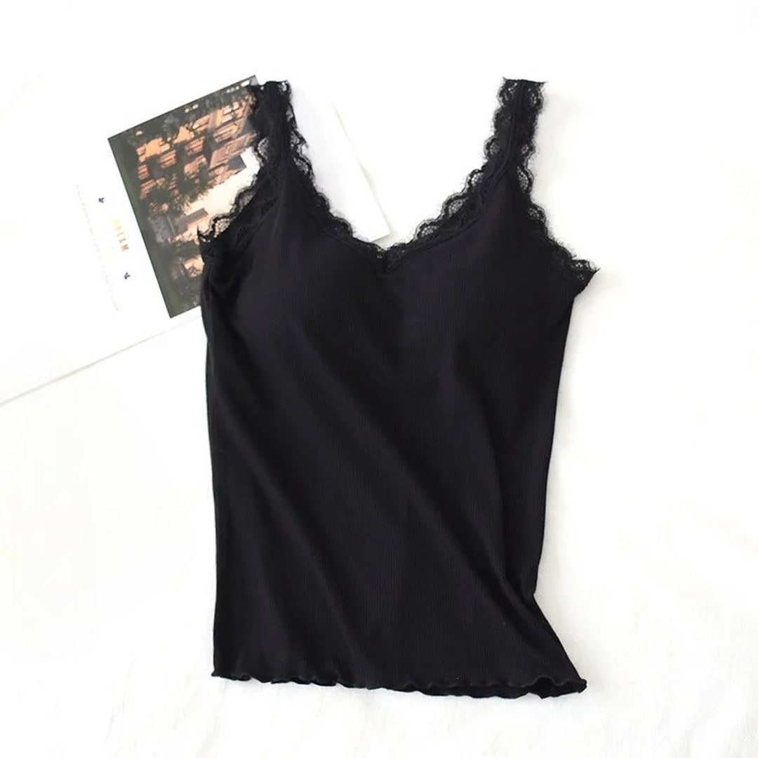 Lace Singlet Camisole With Built in Bra Pjs Pyjamas Loungewear - Etsy