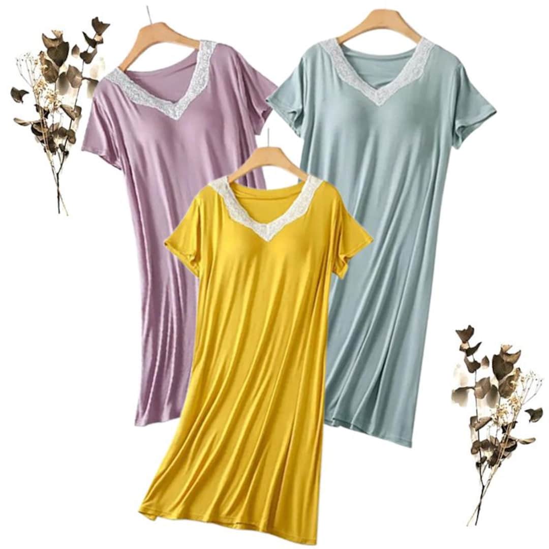 Nightdress Nightie With Inbuilt Bra Built in Bra V Neck Lace - Etsy