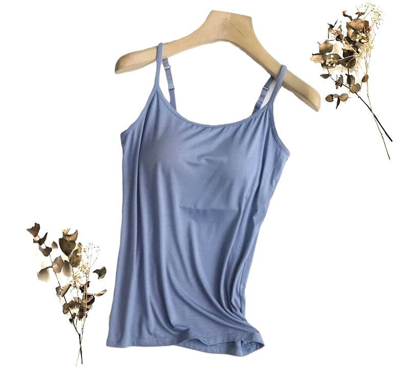 Cami Top With Built in Bra Padded Singlet Etsy UK