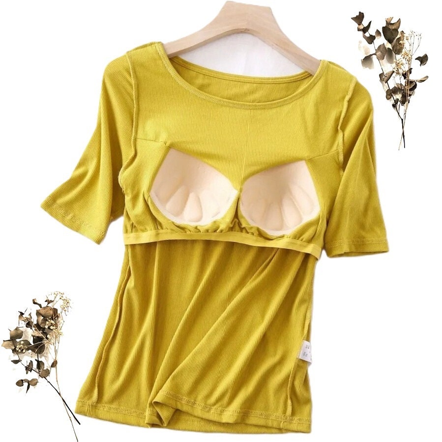 Built in Bra T Shirt With Sleeves - Etsy