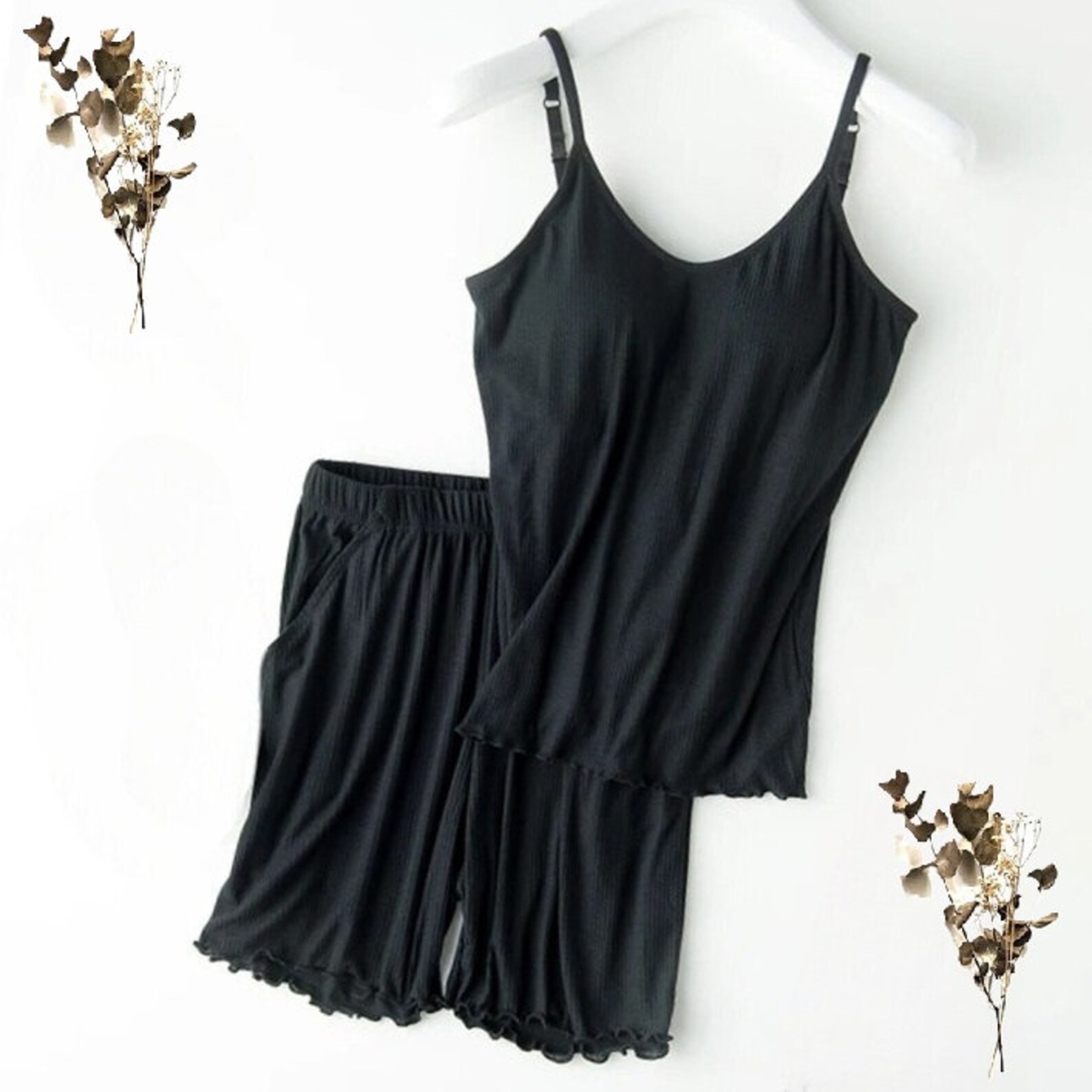 Pyjama Set With Built in Bra Singlet and Shorts - Etsy