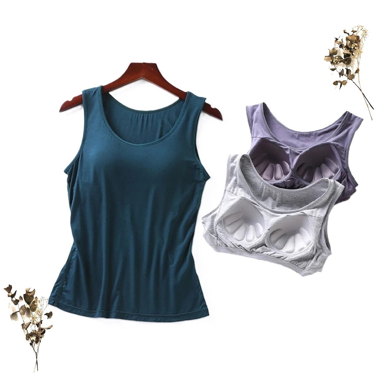 Tank Top With Built in Bra Summer Colours Plus Size Available - Etsy